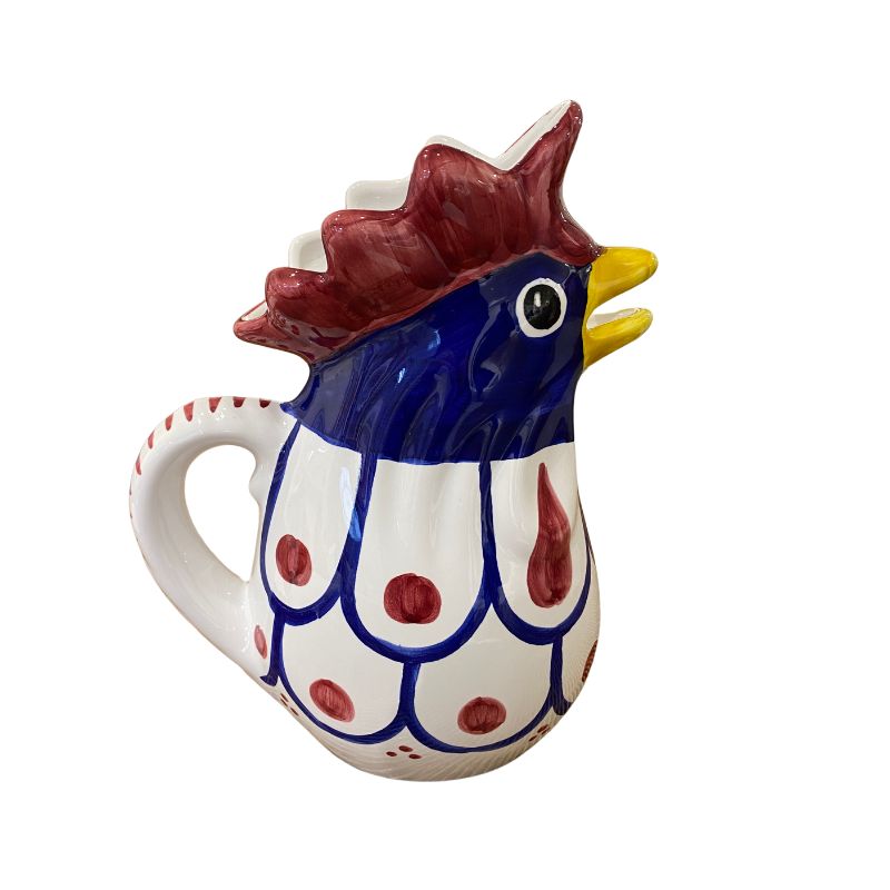 Blue and Red Rooster Pitcher – Pezula Interiors